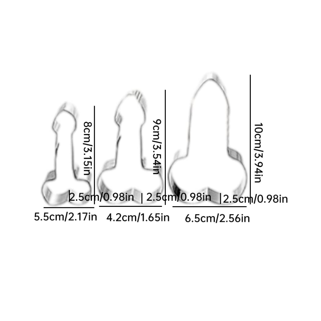 Cookie Cutters Set Stainless Steel Biscuit Fondant Baking Mold DIY Penis Pastry Cutters 3PCS