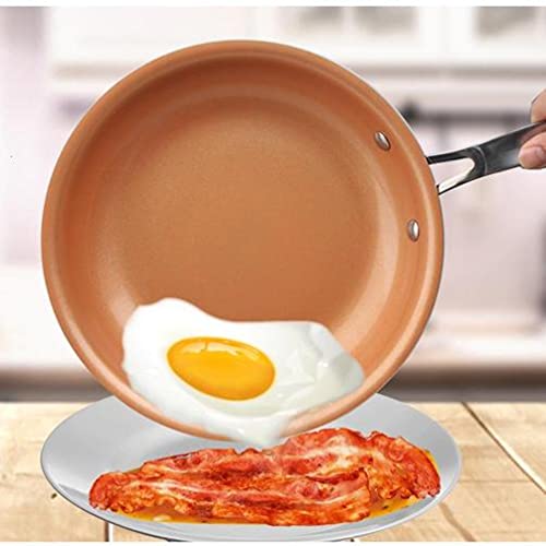 COOKUFO Nonstick Copper Pan Set - 12 inch(28cm), Frying Pan Set, Fry Pan Set with Induction Base & Stainless Steel Handle, Suitable for Cooking Saute Vegetables, Steaks (12inch)