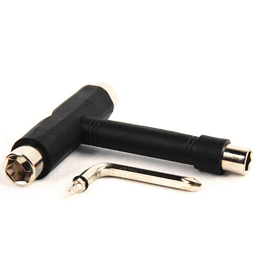 Biowlucn All-in-One Skate Tools Multi-Function Portable Skateboard T Tool Accessory with T-Type Allen Key and L-Type Phillips Head Wrench Screwdriver