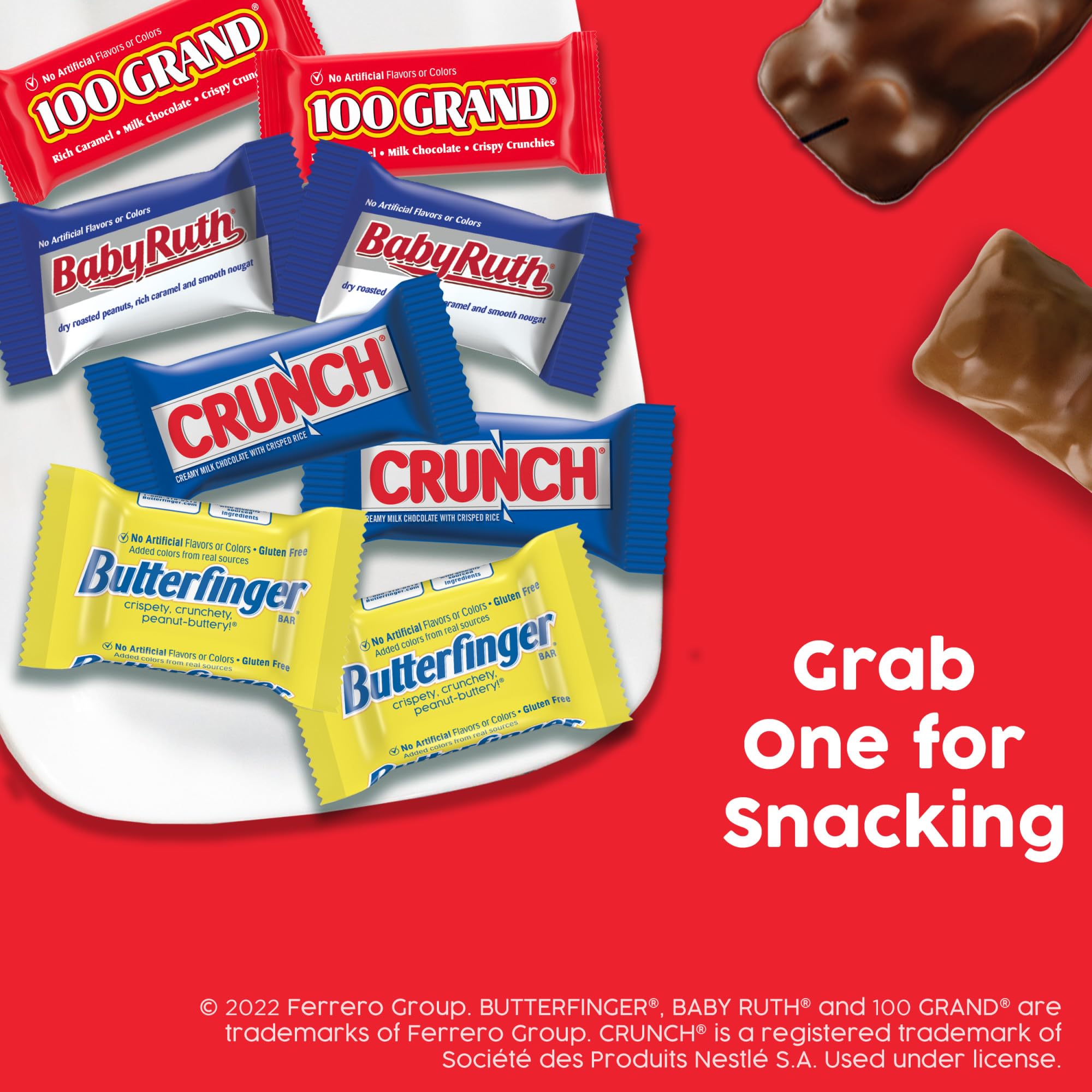 Butterfinger, CRUNCH, Baby Ruth and 100 Grand, Bulk 135 Pack, Assorted Minis Chocolate Candy Bars, 55.3 oz
