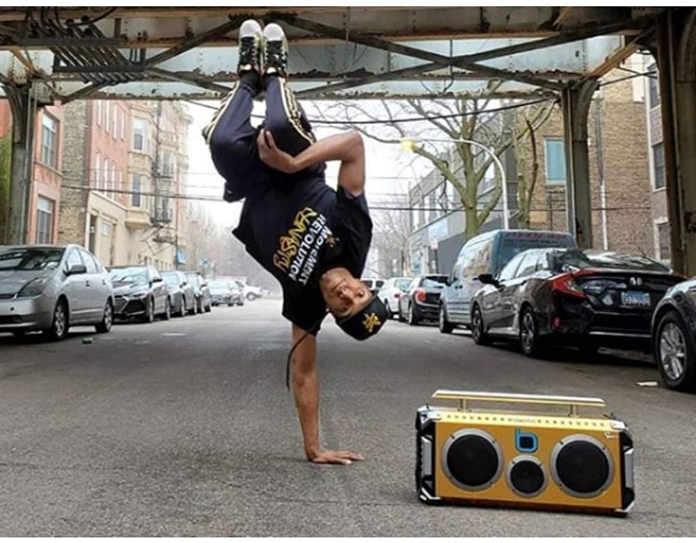 Bumpboxx Bluetooth Portable Speaker Boombox Flare8 NCAA LSU | Retro Boombox with Bluetooth Speaker | Rechargeable Lithium Battery | Includes Wireless Microphone, Carrying Strap & Remote Control