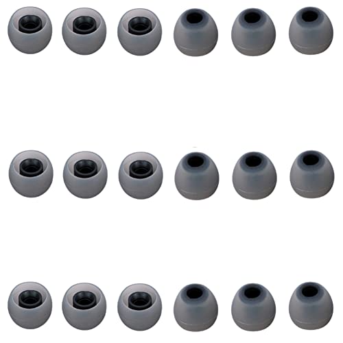 CYADCI Replacement Earbud Tips Ear Bud Replacement Pieces Silicone Soft and Comfortable Fit for Inner Hole from 3.8mm - 5.1mm Earphones 9 Pairs Medium Earbud Tips,Gray-Black