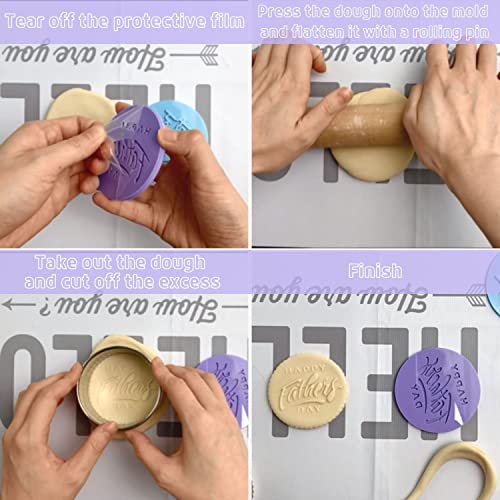 Crethinkaty 2 Pieces Happy Birthday Fondant Embosser 3D Design Cookie Stamp for Baking Cookies,Decorating Cake/Sugar Paste/Cupcake