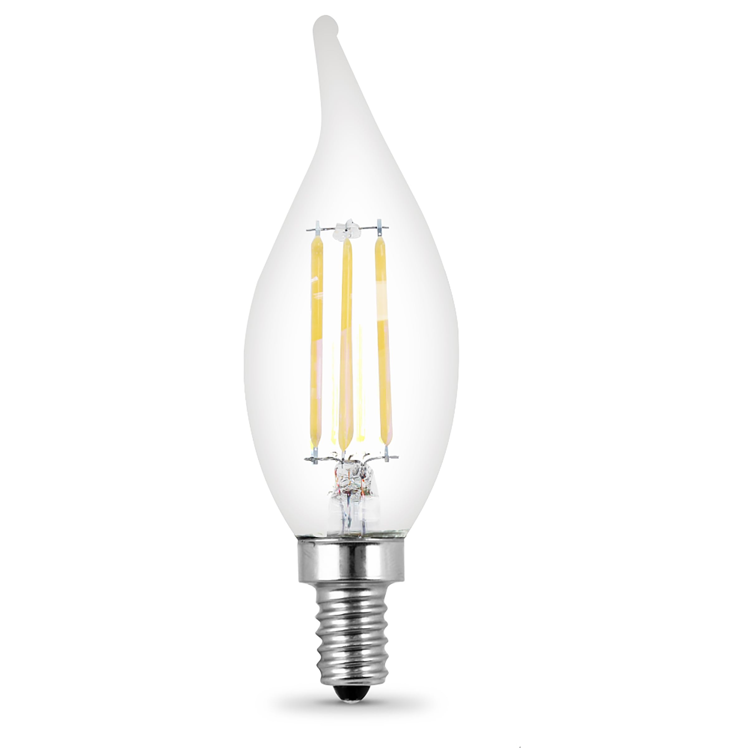 Feit Electric Candelabra LED Light Bulbs, Dimmable, 40W Equivalent, E12 Base, 2700K Soft White, Vintage B10 Filament Candle Light Bulb for Chandelier, BPCFC40927CAFIL/4/RP, 4 Pack