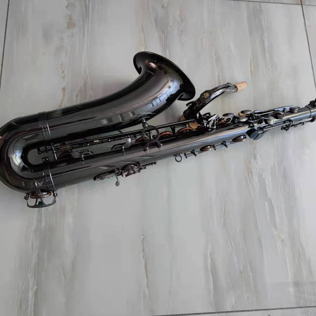 JodyBlues JTS-802 Tenor Saxophone Bb Professional Black lacquered Tenor Sax with Cleaning Cloth,Gloves, Carrying Case, Mouthpiece, Neck Straps,Reeds