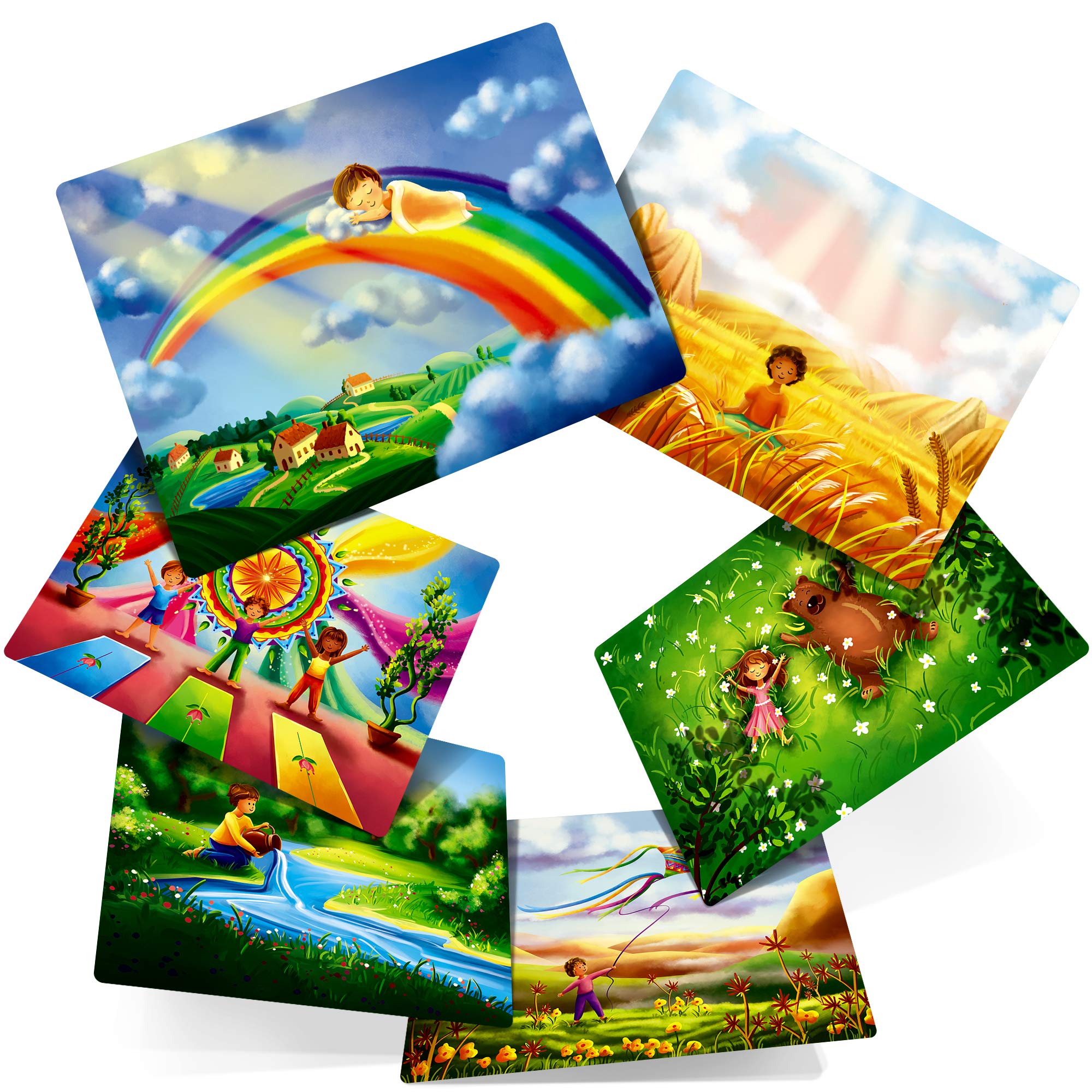 Mindful Land Mindfulness Cards for Kids - Positive Affirmations Cards for Kids Stress Reduction - Meditation Cards Calming Therapy Tool - Daily Mindfulness for Kids - Game for Mindful Kids Development