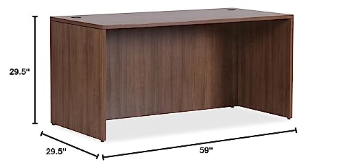 Lorell Essentials Desk Shell, Walnut Laminate