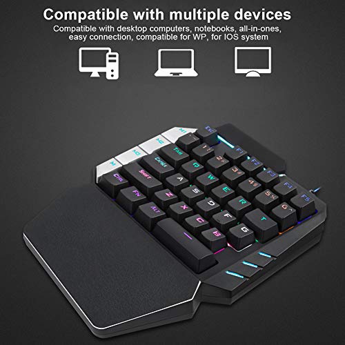 One-Handed Gaming Keyboard, 38 Keys Mechanical Numpad with LED Backlit, Gaming Keypad for PC Gamer, Wired USB Numeric Keypad, Portable Mini Number Pad