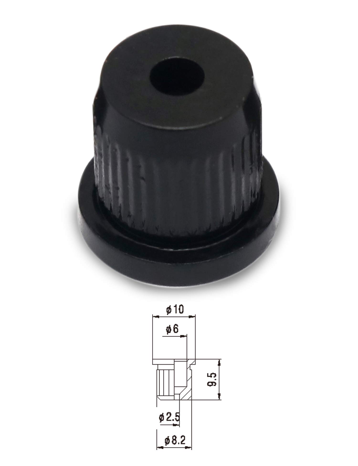 Metallor Guitar String Mounting Ferrules Through Body Mounts String Caps for Tele Telecaster Style Electric Guitar Parts Replacement Set of 6Pcs. (Black)