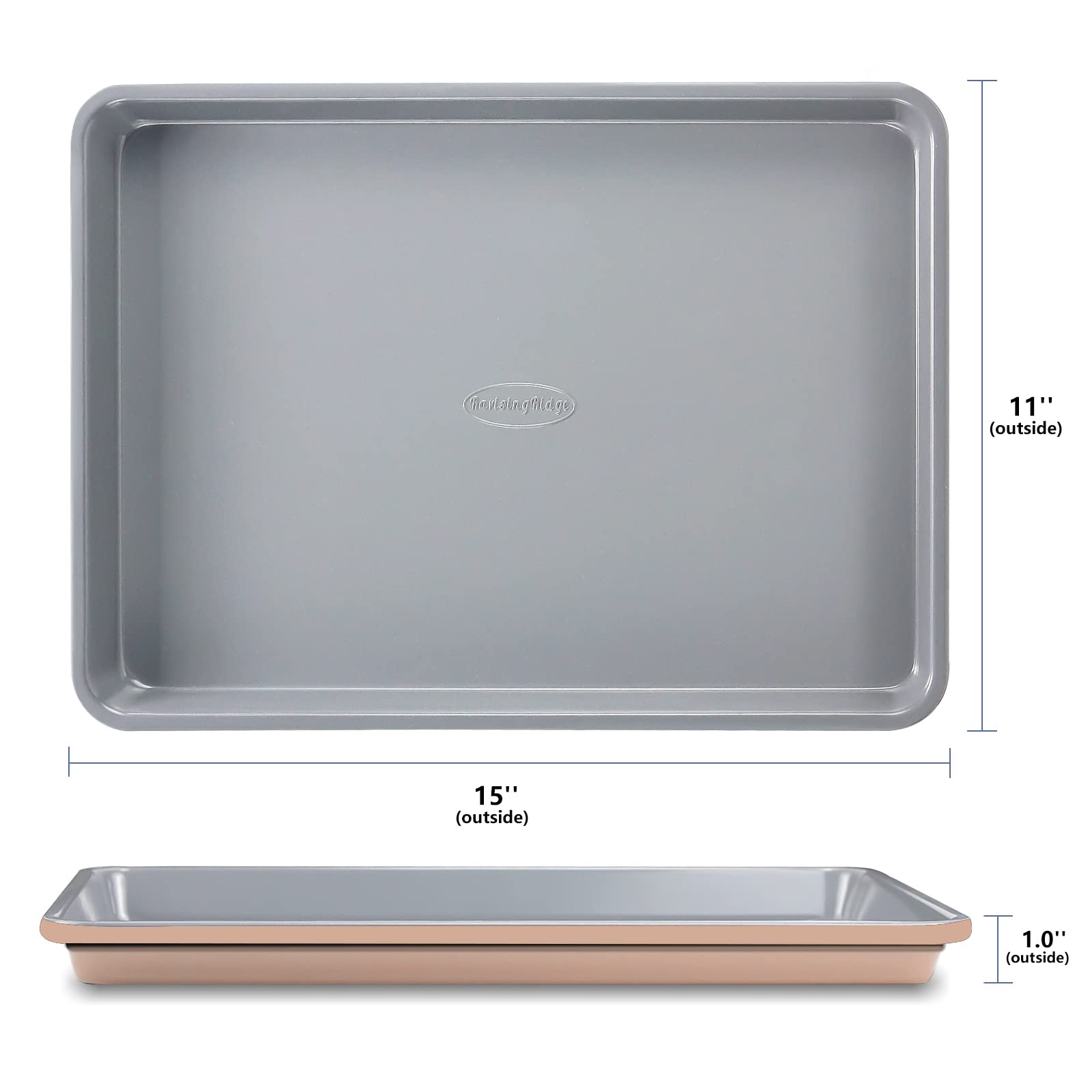Baking Sheet with Rack Set (2 Pans + 2 Racks), Bicolor Baking Pan with Cooling Rack, Nonstick Cookie Sheet, Warp Resistant & Heavy Duty & Rust Free (Dark Navy & Grey)