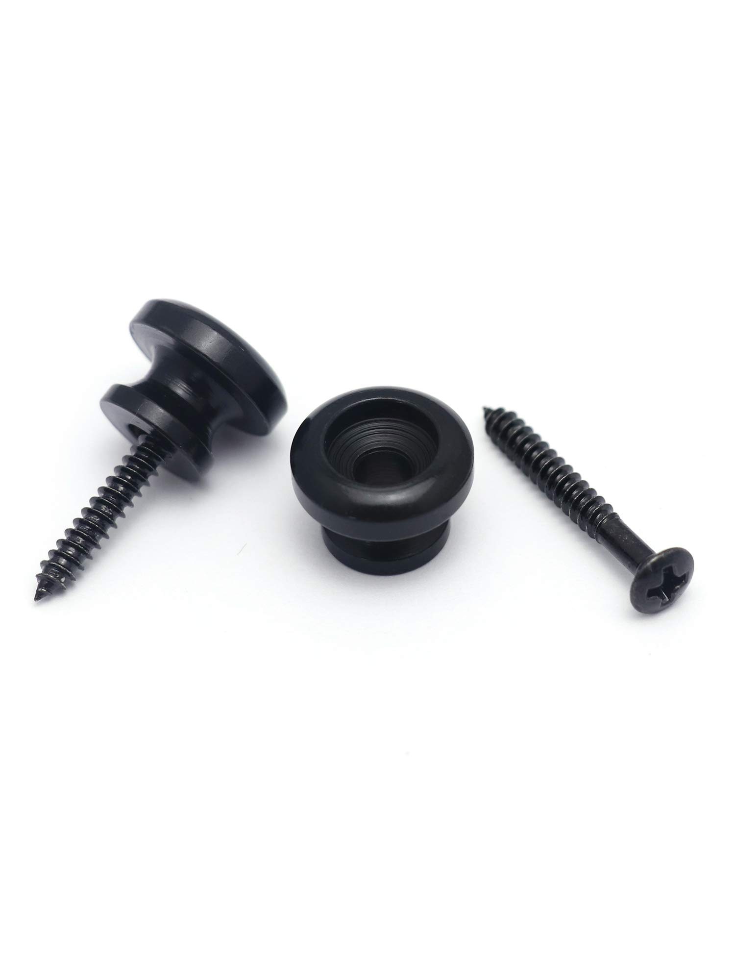 Metallor Guitar Strap Buttons Mushrooms Head Guitar End Pins Strap Locks with Mounting Screws for Acoustic Electric Guitar or Bass Ukulele Set of 2Pcs Black.