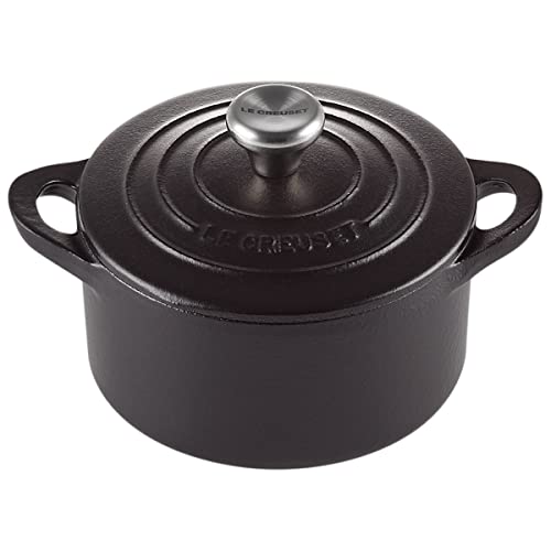 Le Creuset Enameled Cast Iron Mini Cocotte with Lid, 1/3 qt., Licorice, Black