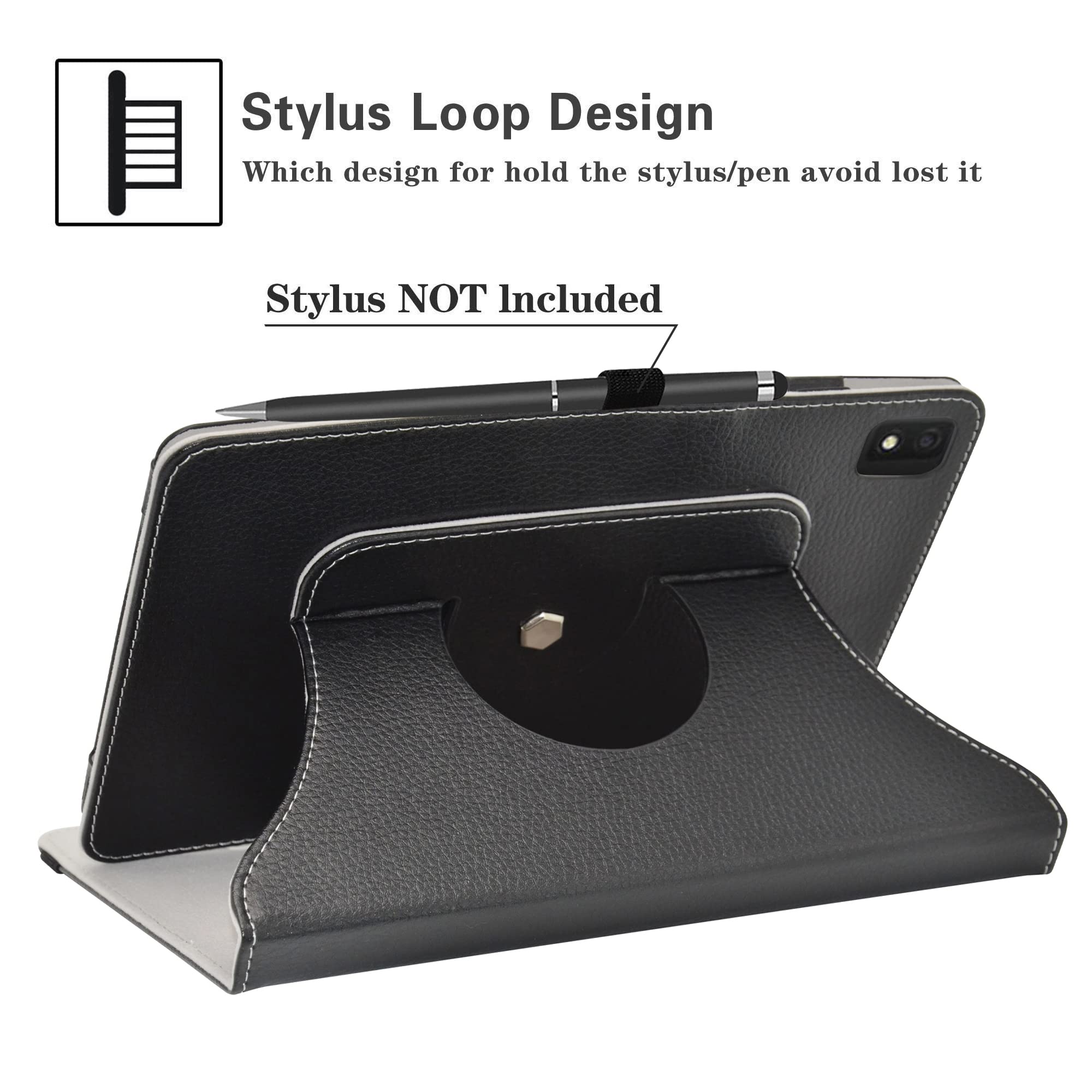 JRTAL Compatible with TCL Tab Pro 5G Case/TCL TABMAX 10.4 Case,360 Degree Rotation Stand Premium PU Cover for 10.36" TCL Tab Pro 5G TCL-9198S/TCL TABMAX 10.4 9296Q(Not fit TCL Tab 10 5G 9183),Black