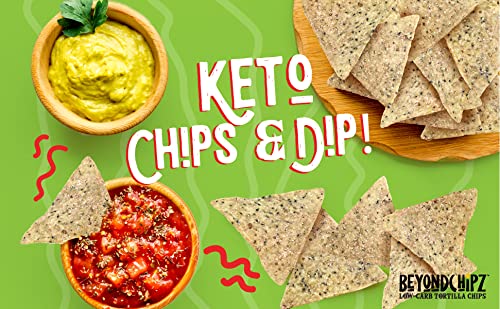 BeyondChipz Low Carb Tortilla Chips, Salty Good, Keto Friendly, Gluten Free, 5.3oz Bag, Pack of 4