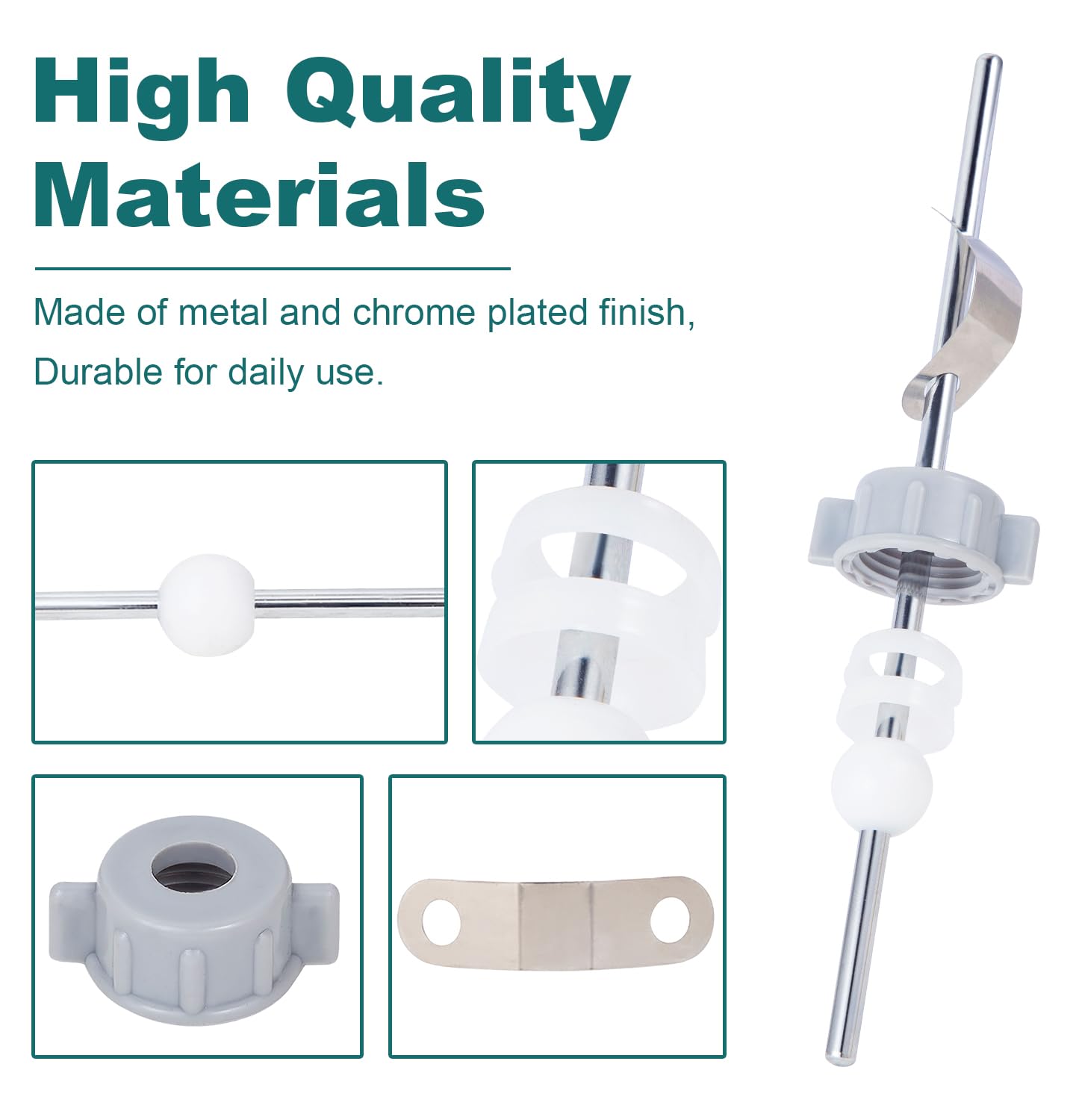 FullMayPro Lavatory Pop-Up Center Piece Assembly,Pop-Up Drain Repair Kit,Fits Most Popular Brands,Replacement Bathroom Sink Pivot Rod,15MM Ball, Chrome(2PCS)