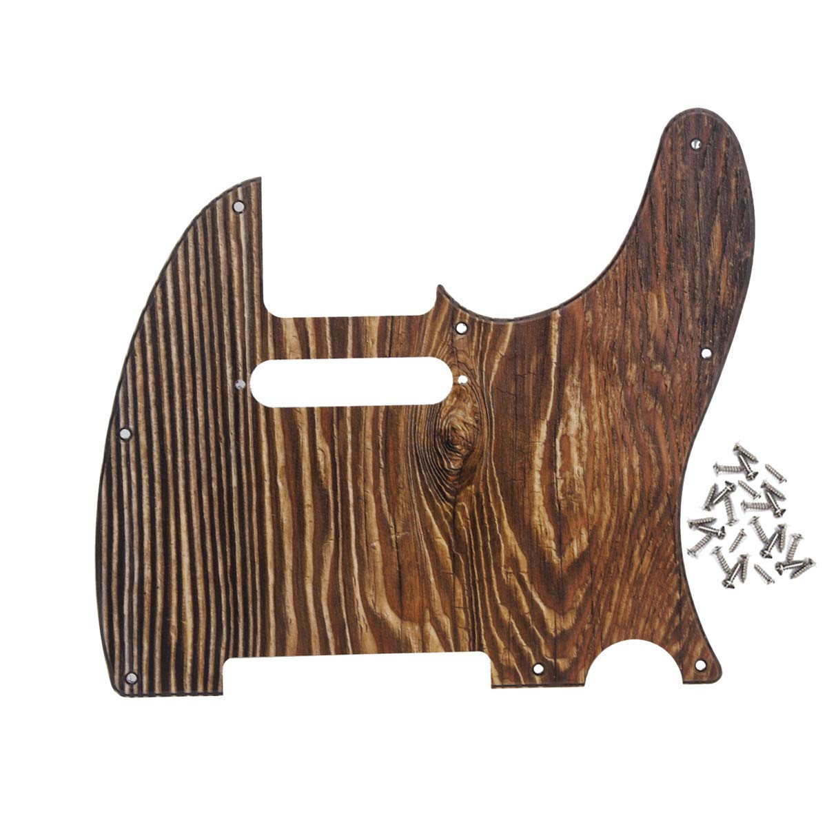 FLEOR 8 Hole TL Pickguard Scratch Plate with Pickguard Screws Set Fit USA/MX Standard TL Style Pickguard Replacement, 3Ply Wood Color