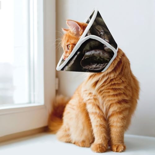 Coffee-Beans Soft Dog Cone Collars Protective Adjustable Cat Recovery Collar to Stop Licking L