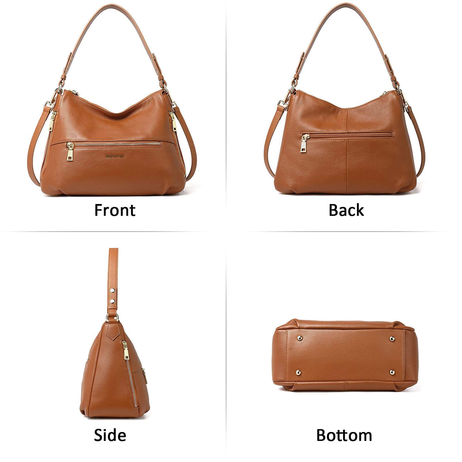 BOSTANTEN Women Handbags Leather Purses Designer Crossbody Shoulder Hobo Bags Brown