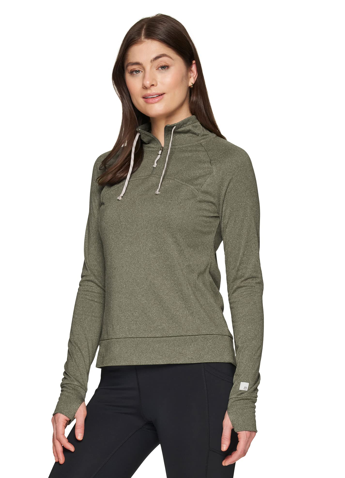 Avalanche Women's Long Sleeve Lightweight Thermal 1/4 Zip Hiking Top Olive Heather L