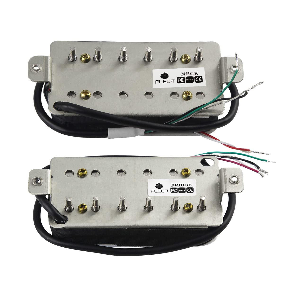 FLEOR Alnico 5 Guitar Pickup Double Coil Humbucker Pickups Neck and Bridge Set White
