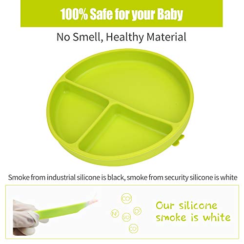 KingKam Baby Plate Bowl - Silicone Mini Mat - Super Suction Placemat Bowl with 2 Spoons for Self Feeding, 100% Safe Silicone, Dishwasher and Microwave Safe