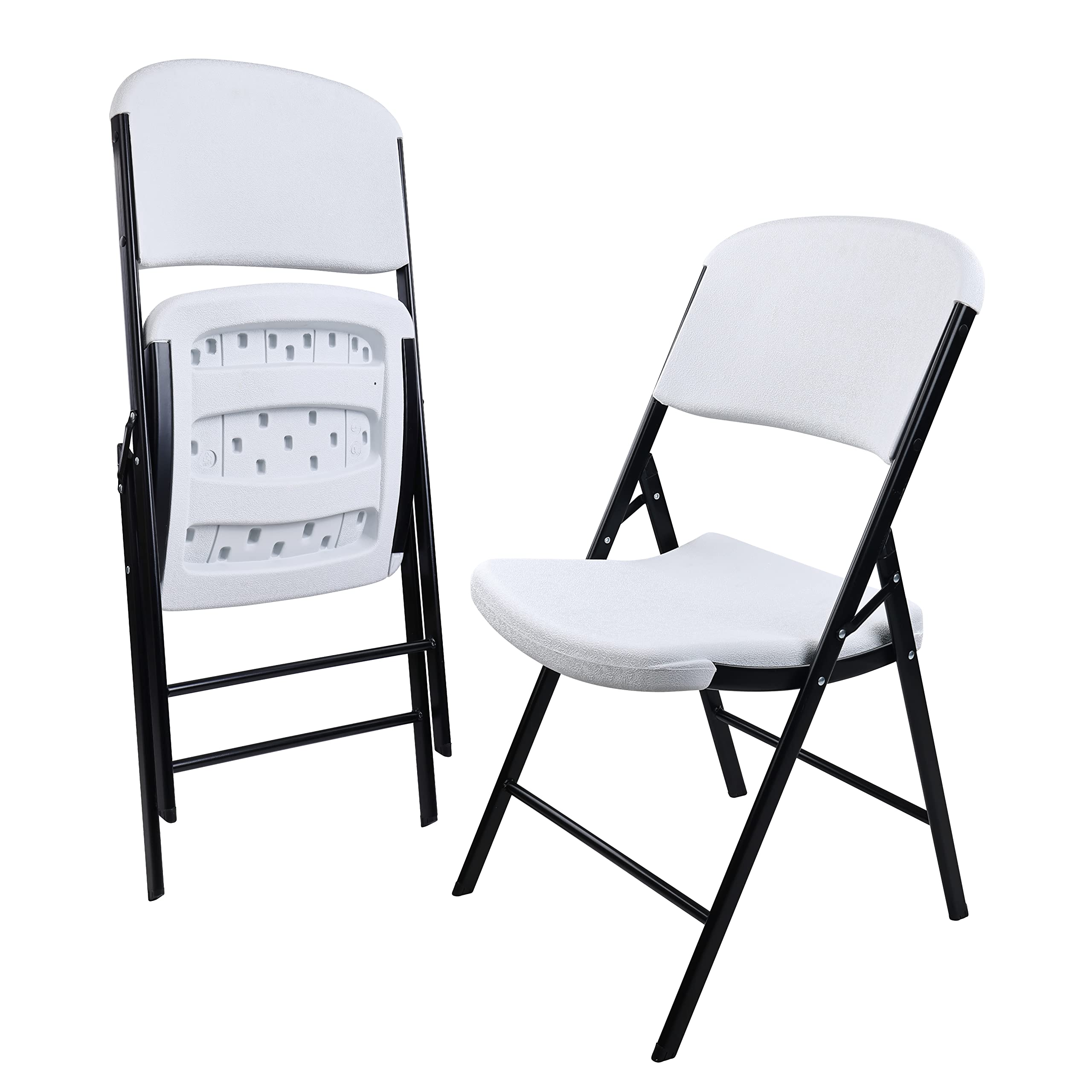 BalanceFrom Folding Plastic Chair with 500-Pound Capacity, White, 2-Pack
