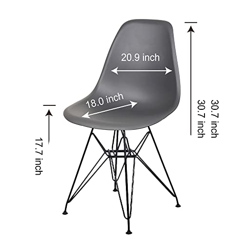 GIA Contemporary Armless Dining Chair with Black Metal Legs, Set of 1, Dark Gray