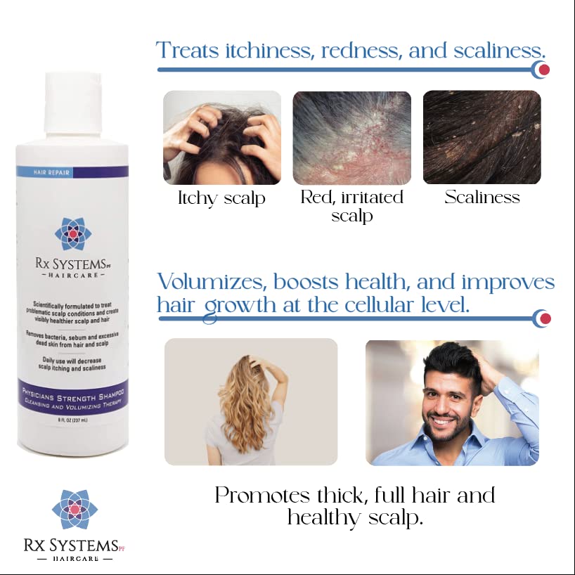 Rx Systems PF Physicians Strength Shampoo for Dandruff, Psoriasis, Seborrheic Dermatitis, and Eczema with Salicylic Acid, Heals Itchy, Red, Scaly Scalp with this Clarifying Shampoo
