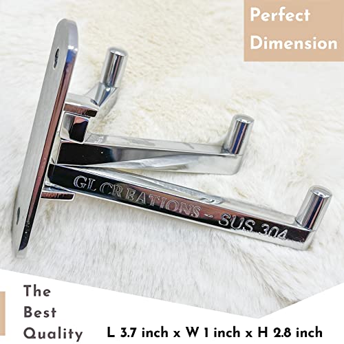 GL Creations Coat Hanger Wall Hooks | Towel Hooks Hanger for Bathroom | Stainless Steel Towel Hook | Folding Hooks for Wall β3.7 x 0.98 x 2.7