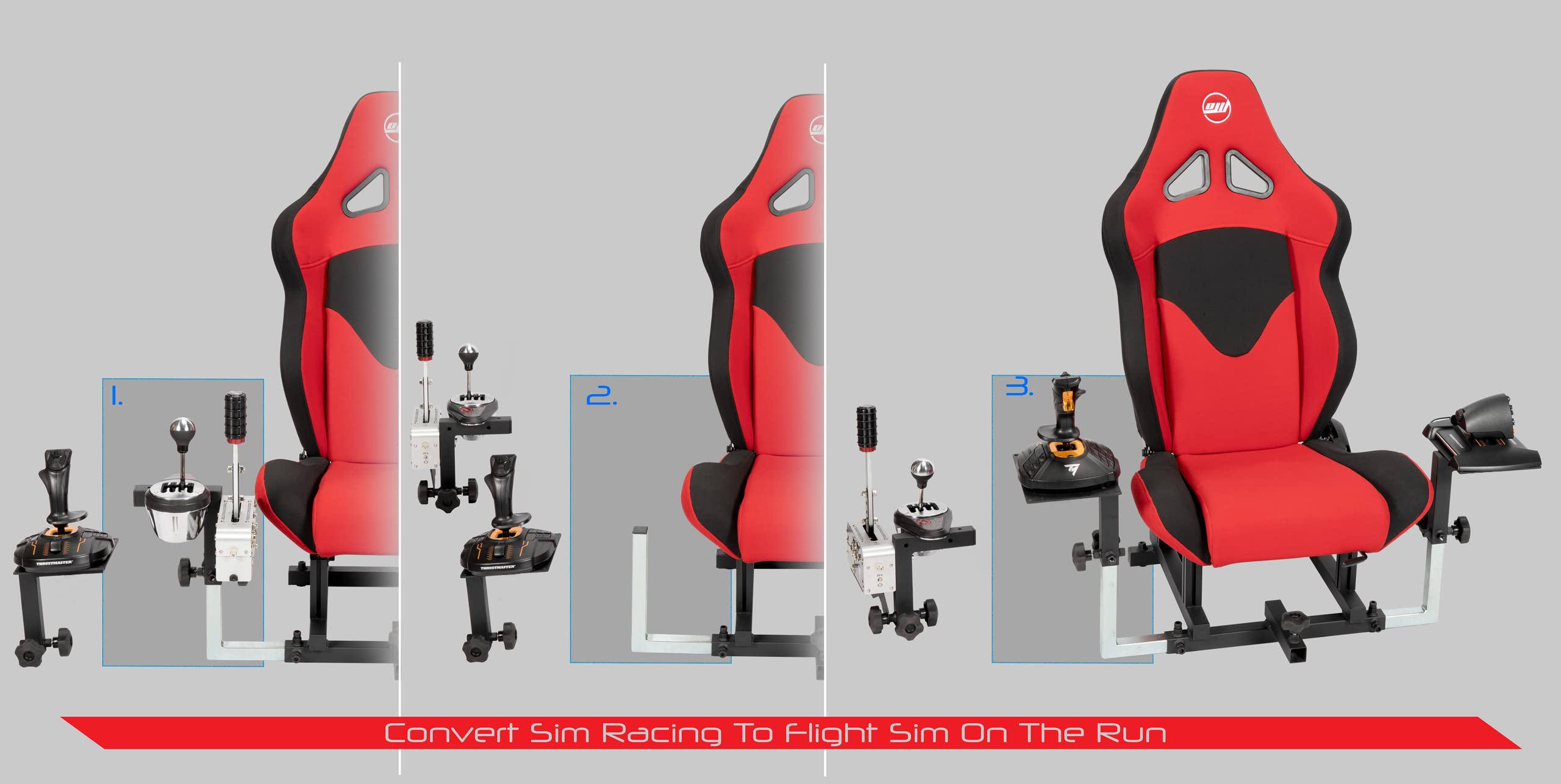 OpenWheeler | Configuration 2 | Flight Simulator HOTAS Side by Side Mount | Fits Thrustmaster Warthog, VirPil WarBRD, MongoosT-50CM2, VKB Gunfighter, WinWing Orion, Super Libra VirPil MongoosT-50CM3