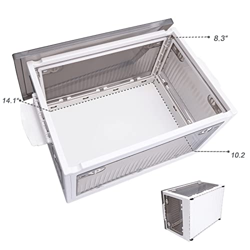 haomsj Collapsible Storage Bins with Lids, Five-door Plastic Folding Storage Box, Stackable Storage Bins with Wheels, Plastic Organization Cube Box for Home & Office Organization (25 Quarts)