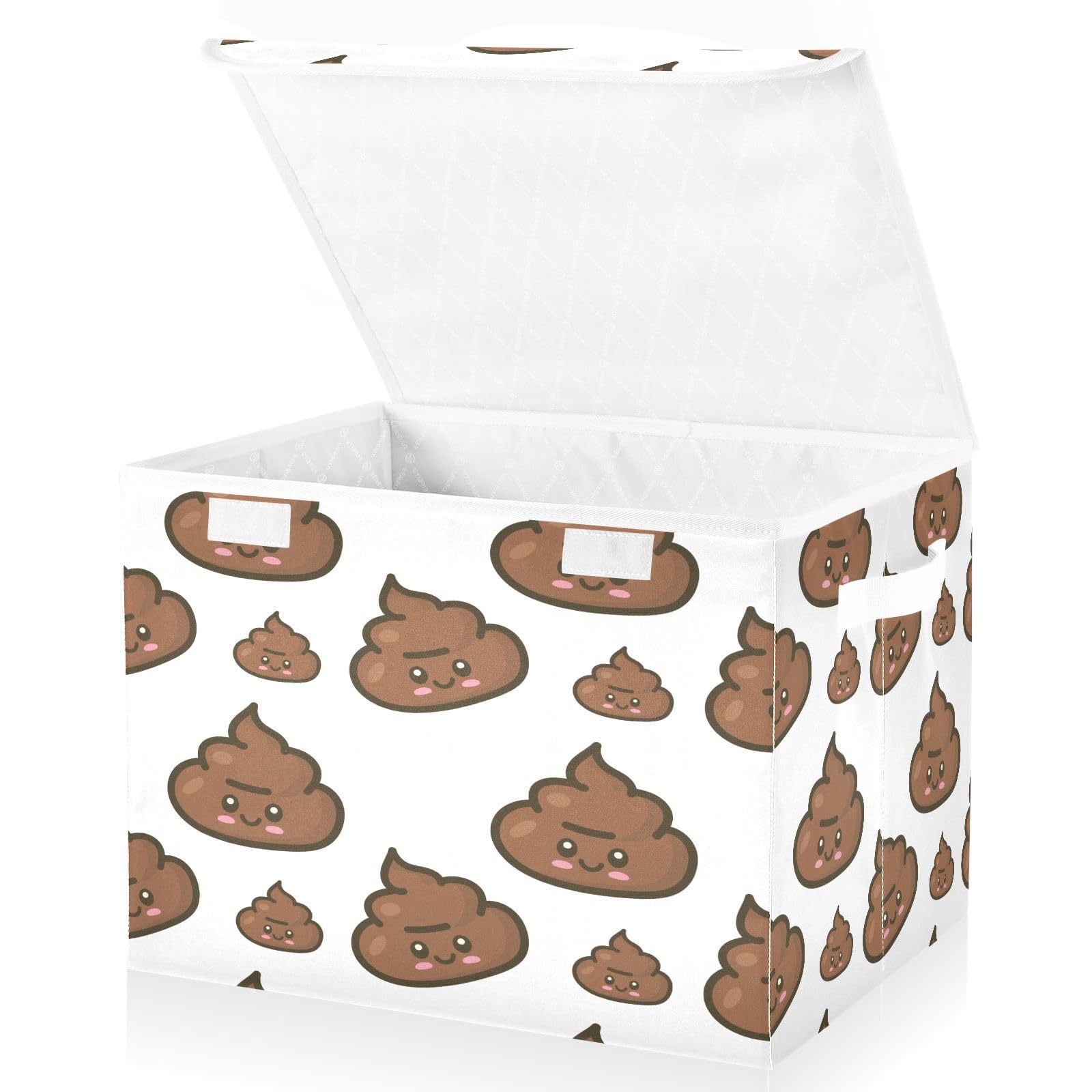 DIGTIA Cute Poop Storage Bins with Lids Funny Foldable Storage Basket with Handles Collapsible Large Fabric Organizer Containers for Clothes Shelves Closet Office Home Bedroom