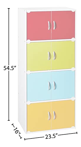 Hodedah Bookcase, 4 Shelf, Rainbow