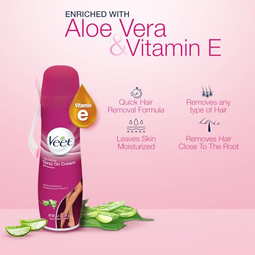 Veet Spray On Hair Remover Cream, Sensitive Formula, 5.1 Ounce