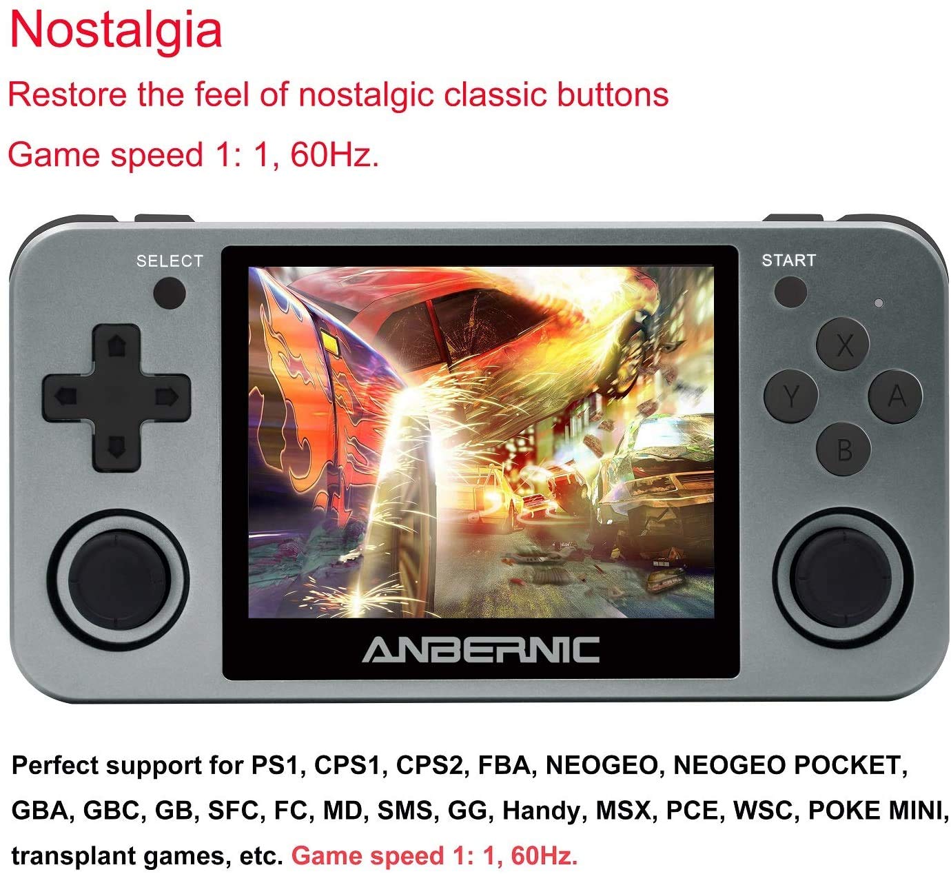 hemistin RG350m Handheld Game Console with 16G Memory, 3.5 Inch IPS Screen 2500MAH Battery Preload 5000 Games Opendingux System Gifts (Chinese and English Version) (Titanium + 32G TF Card)