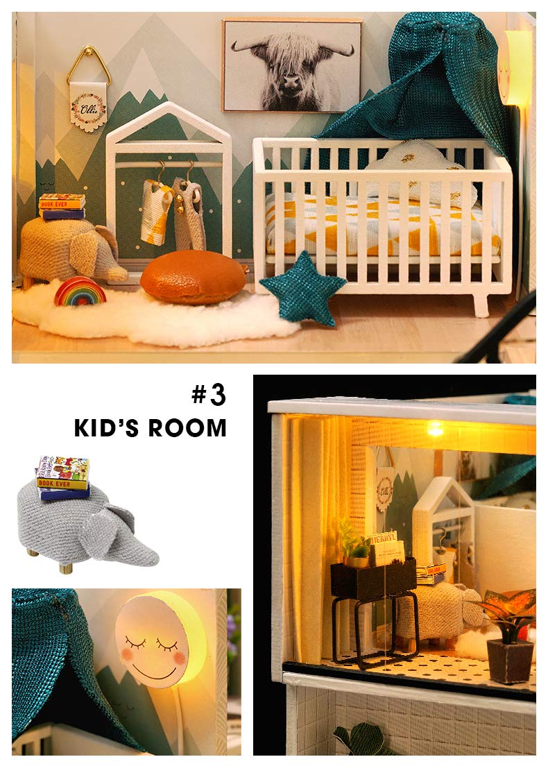Flever Dollhouse Miniature DIY House Kit Creative Room with Loft Apartment Scene for Romantic Artwork Gift (Comfortable Life)