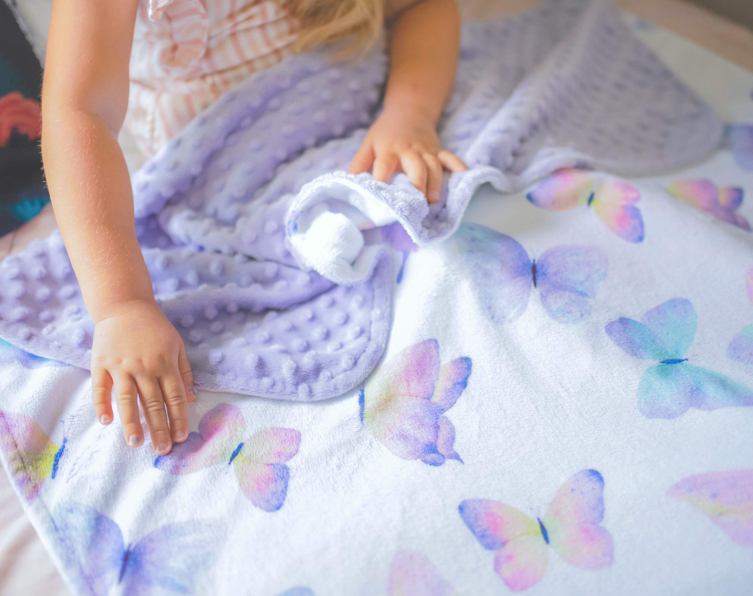 Bundled Joy Baby Gifts - Premium Soft Plush Lightweight Minky Dot Toddler Baby Newborn Blanket 30"x40" (Butterfly Purple)