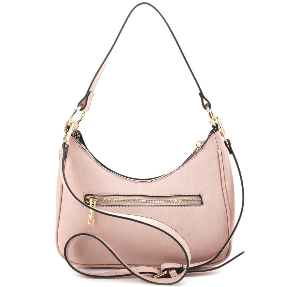 Vegan Leather 2 Way Medium Classic Retro Shoulder Bag Crossbody Purse Wallet Set (Khaki)