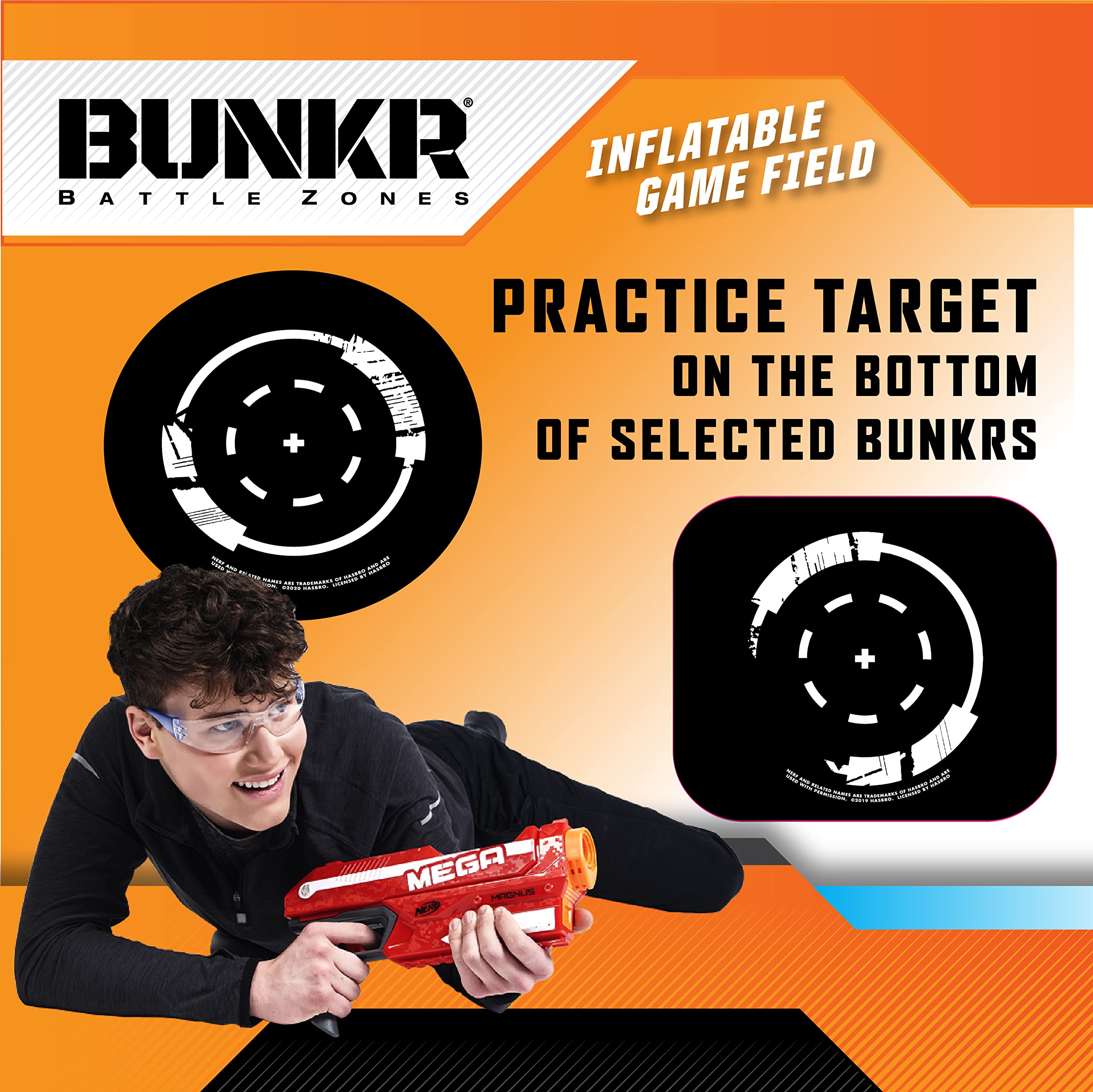 BUNKR BattleZones Battle Royale Inflatable Bunker Fort - 4 Piece Barricade Shield Set Crates and Barrels - Perfect for NERF Party