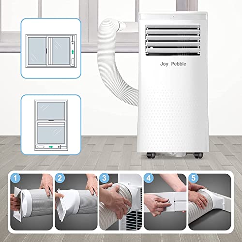 Joy Pebble Portable Air Conditioner 8000 BTU for Small Room, 3-in-1 AC Unit with Fan & Dehumidifier Cools 350 sq. ft, Energy Saving Portable AC with ECO Mode, 2 Fan Speeds, Auto Swing, 24H On/Off Timer, Full-Function LED Remote Control