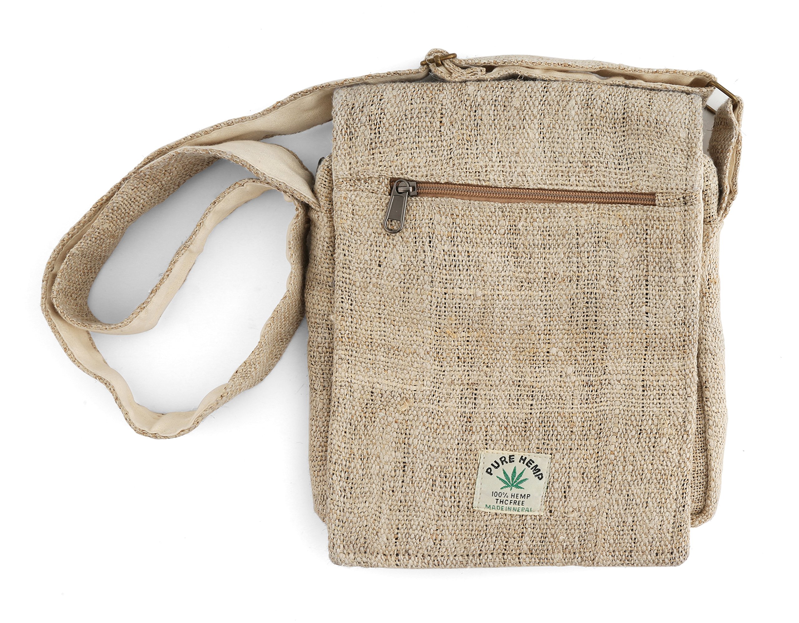 Hemp Sidepack - Natural Boho Crossbody Bag for Women or Men