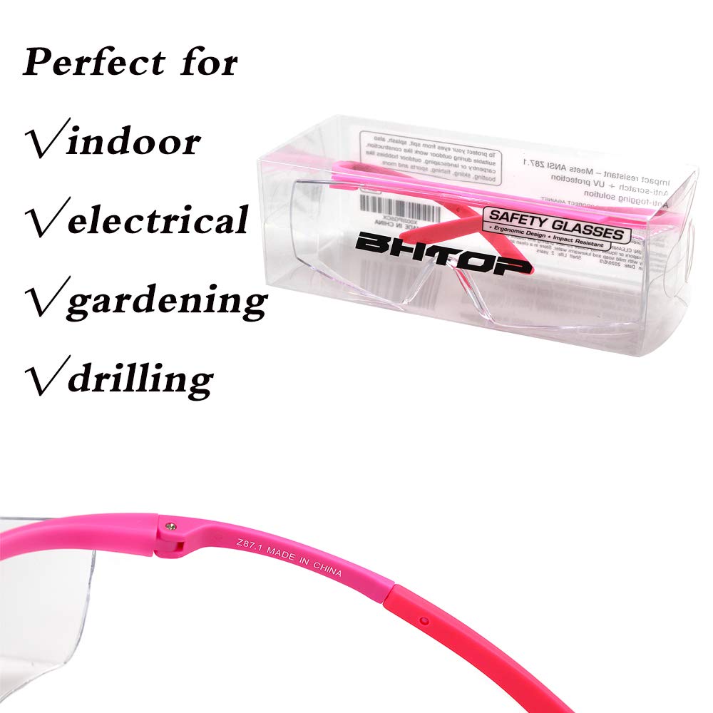 BHTOP Safety GlassesClear Anti-Fog Goggles Over-Spec Glasses Protective Eye Wear Industrial Approved Wide-Vision