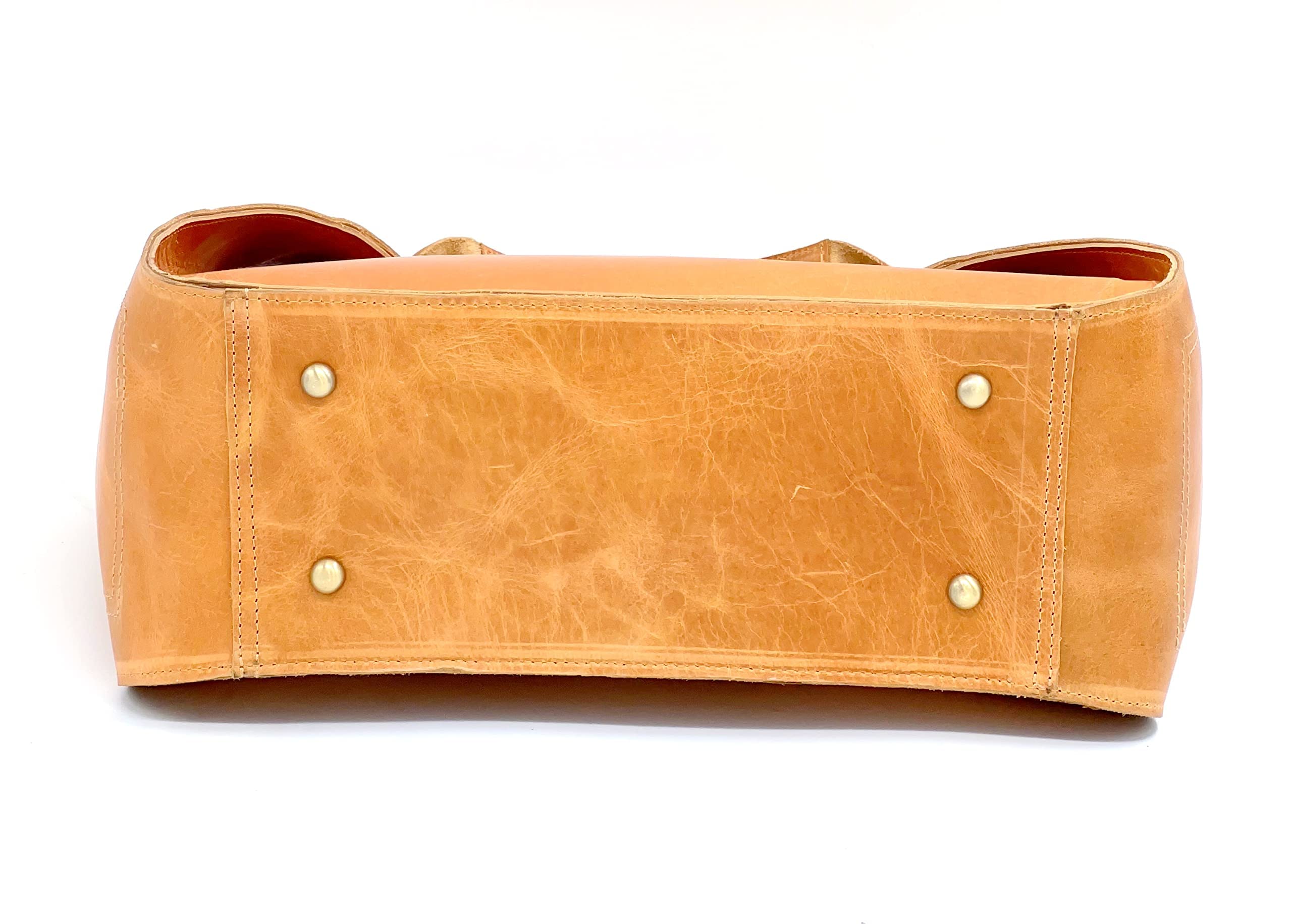 Genuine Full Grain Leather Shoulder Tote Bag for Women (Tan)
