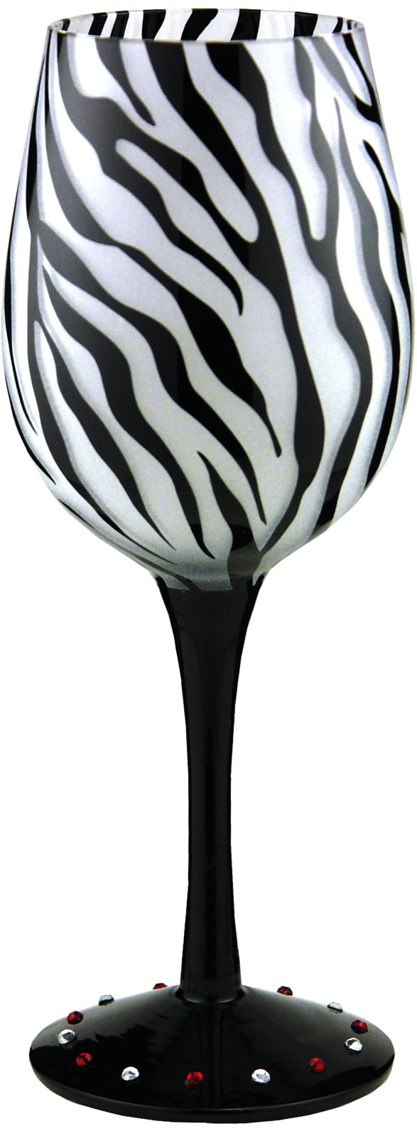 Bottom’s Up Handpainted Wine Glass 15oz Zebra Black Stripes Safari Wild Animal Glass for Red or White Wine, Rose, or Champagne Glass