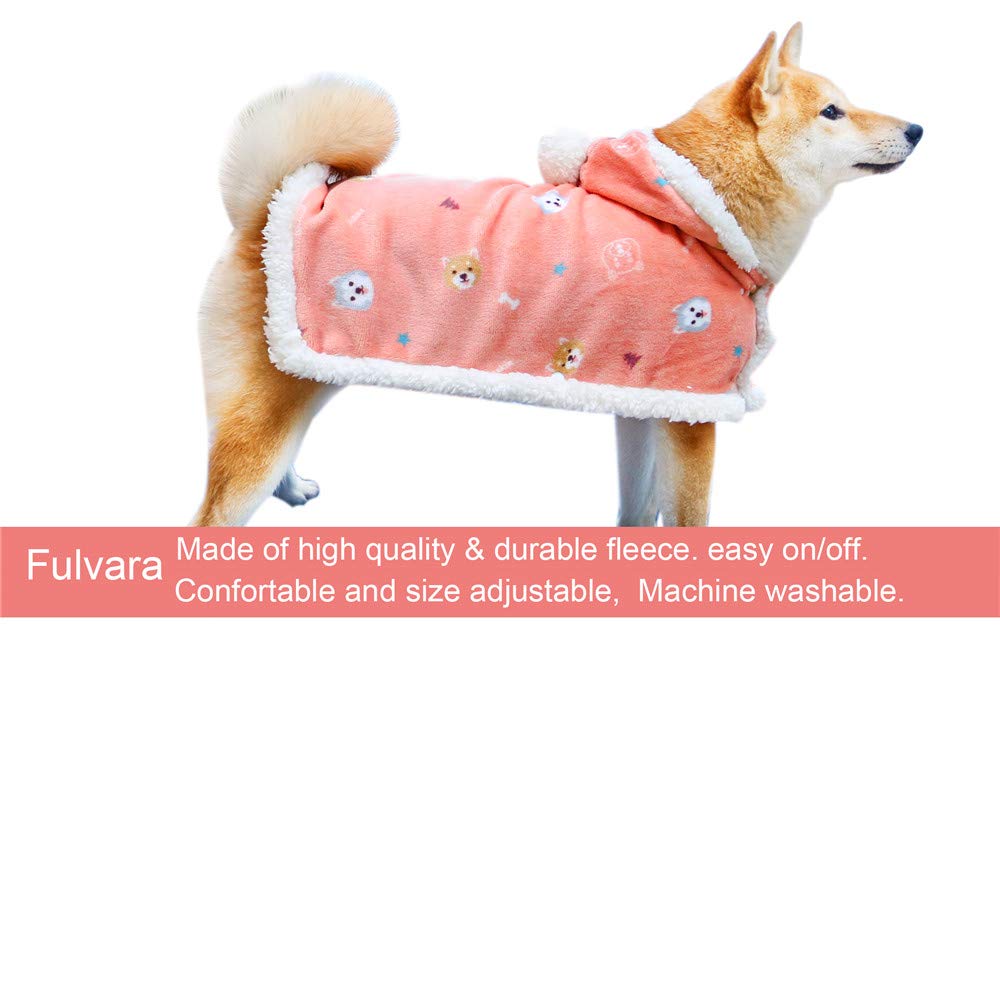 Fulvara Dog Clothes Fleece Winter Coat Warm Soft Dog Vest for Cold Weather,Flannel Blanket Throw Multi-use Pet Apparel for Small Medium Dogs & Cats (M Pink)