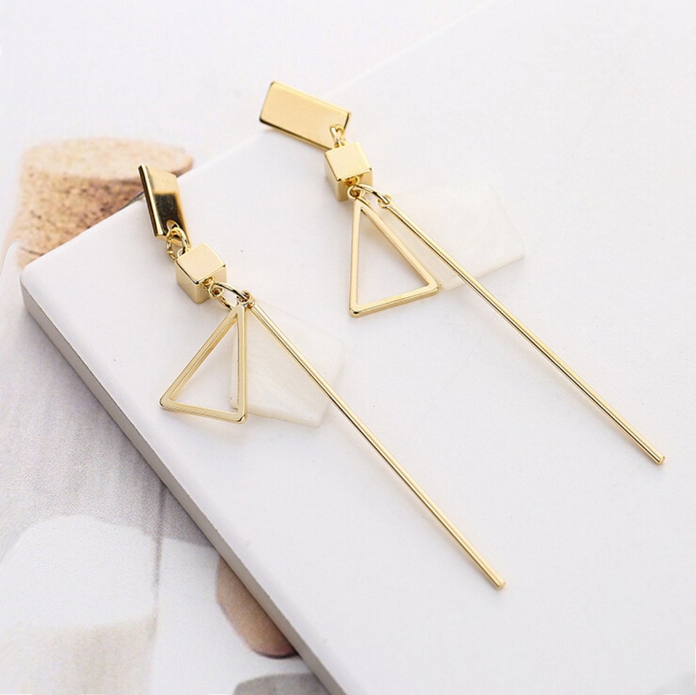 Geometric Triangle Earring Metal Simple Drop Dangle Earring Plating Gold Black Bohemian Dangling Costume Earring For Women Bar Party Fashion Jewelry (Cube)