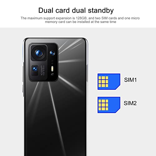CHICIRIS Mix 4 Phone, Unlocked Cell Phone 16GB 1T Face Recognition Black for Study (Black)
