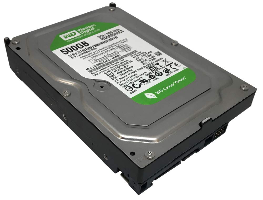 Western Digital Caviar Green WD5000AACS 500GB 5400 to 7200 RPM 16 MB Cache SATA 3.0 Gb/s Hard Drive