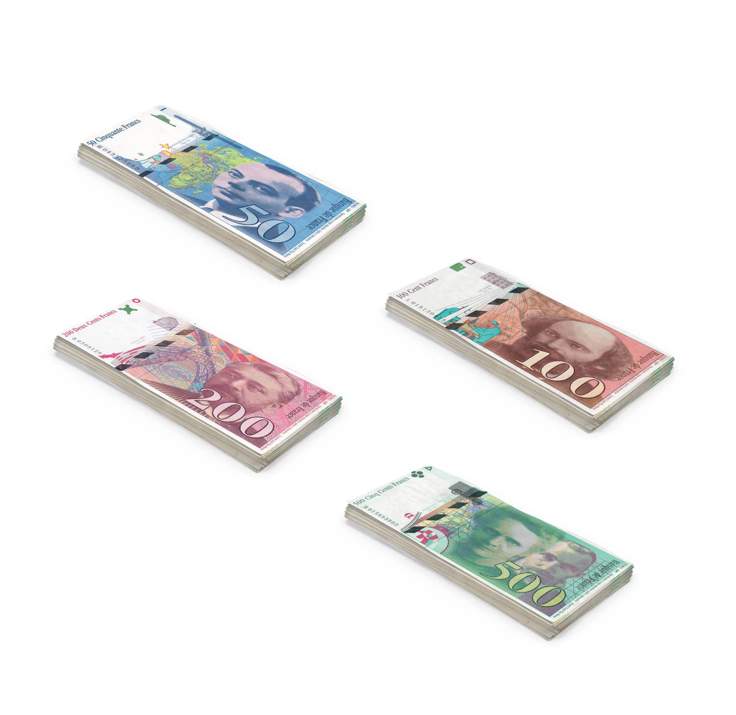 Scratch Cash Bundle ₣ Money to Play - 4 bribes 25 x ₣ 50, 100, 200 and 500 (Real Size)