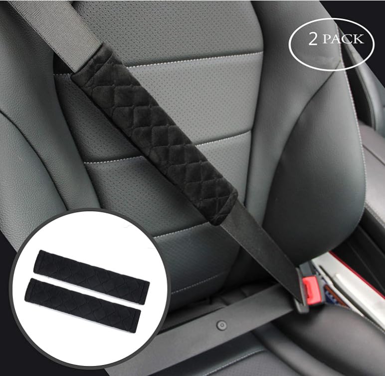 FANTIA 2 PCS Car Seat Belt Pads Cover, Seat Belt Shoulder Strap Covers Protector to Release Stress to Your Neck and Shoulder for a Safety Driving (Black)